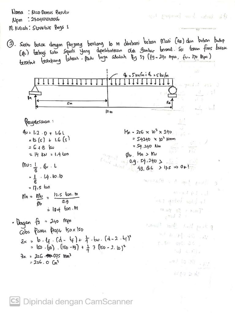 Nico Demus Berutu (2304101010016) - Struktur Baja | PDF