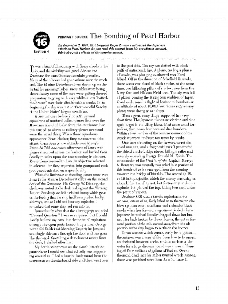 Pearl Harbor Readings | PDF