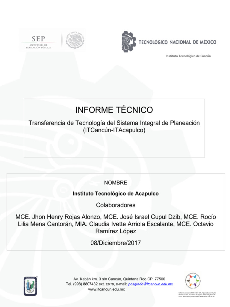 Informe Tecnico SIPLAN | PDF | Mi sql | Php