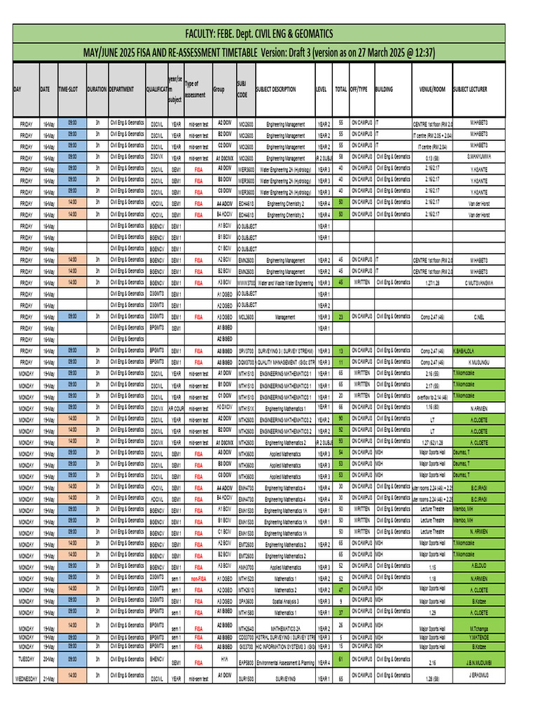 2025 FISA June Timetable CivilGeomatics v3.1 | PDF | Geographic Data ...