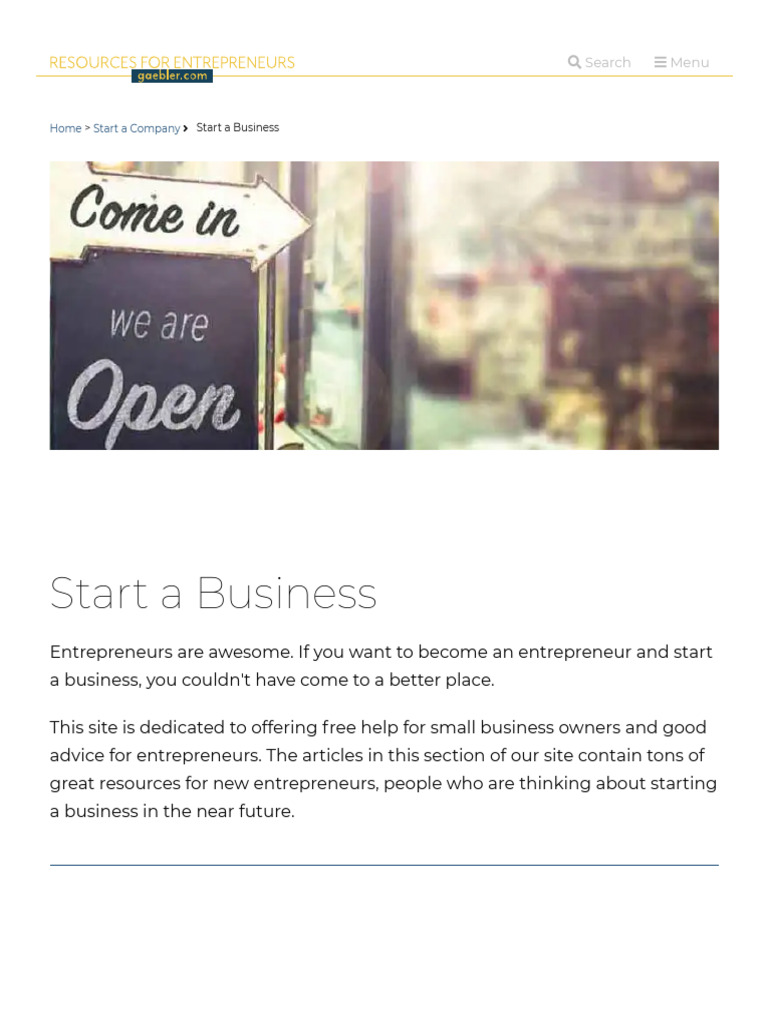 Start A Business - Entrepreneur Resources | PDF | Entrepreneurship ...