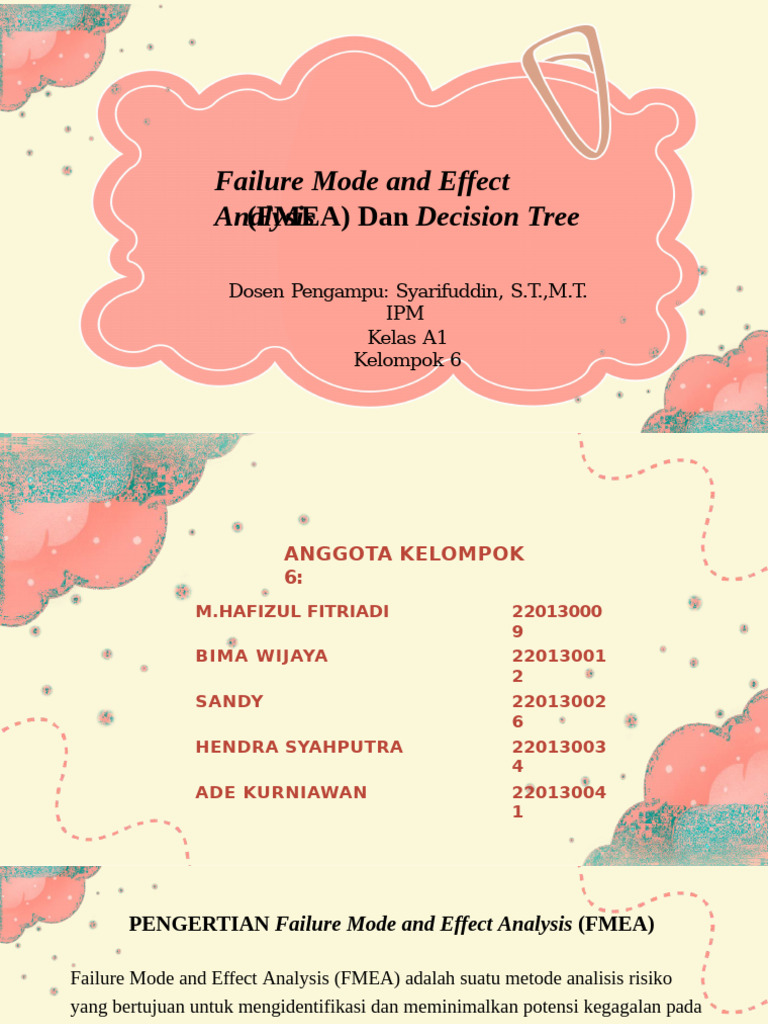 KEL. 6 Failure Mode and Effect Analysis & Decesion Tree | PDF
