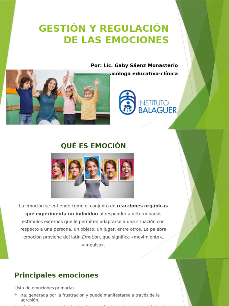 Gestión Y Regulación De Las Emociones Pdf Las Emociones Temor