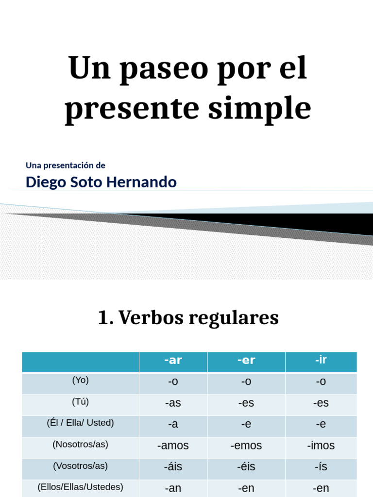 4 Verbos en Presente Del Indicativo - PPSX | PDF