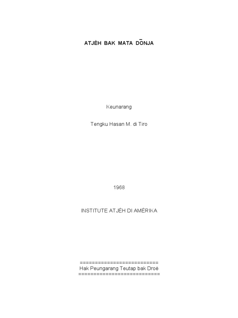 Atjeh Bak Mata Donja - Atjehcyber | PDF