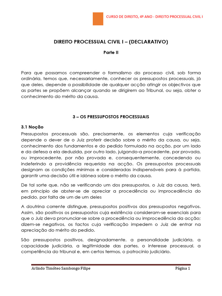 Materia Direito Processual Declarativo I-Ii-2024 | PDF | Litisconsórcio | Processo civil