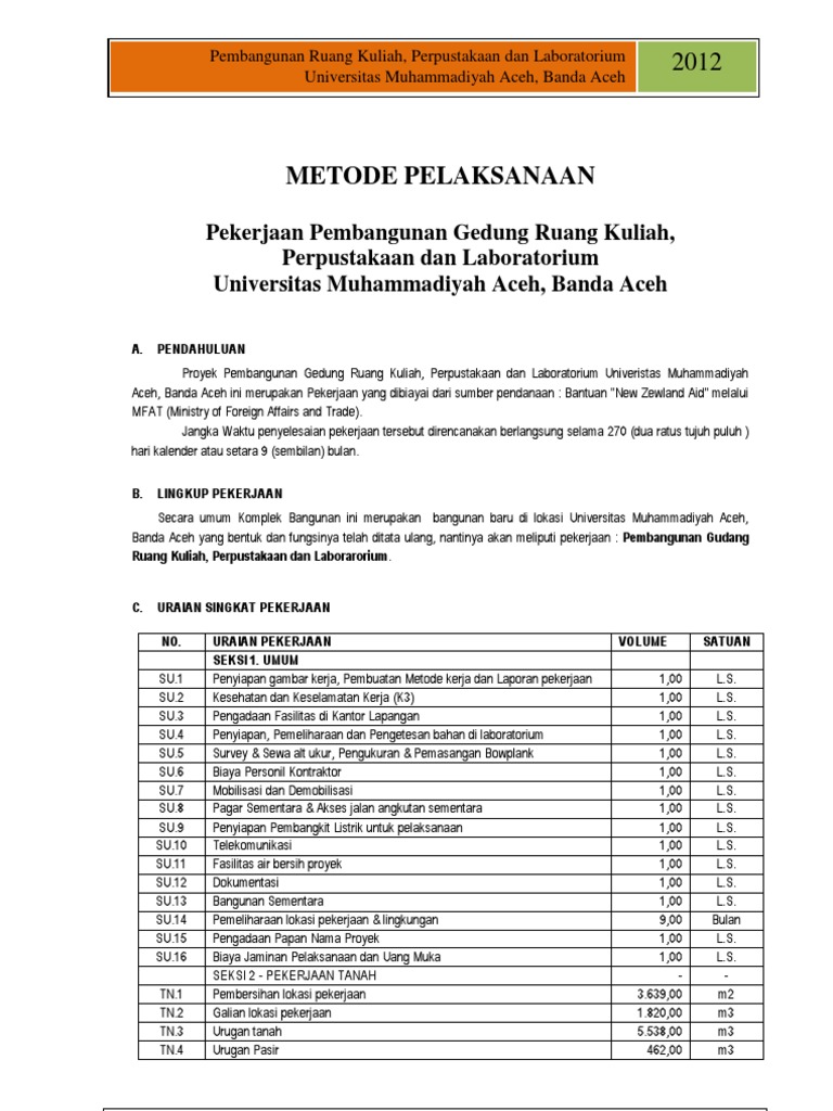 Metode Pelaksanaan Gedung 2lantai | PDF