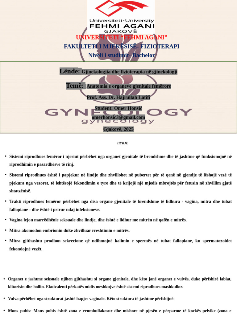 Omer Honsić - Organet Gjenitale Femërore - Prezantimi | PDF