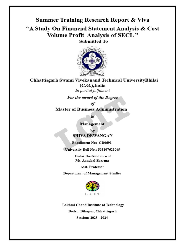 3rd Sem Shiva SECL STRV | PDF | Income Statement | Coal