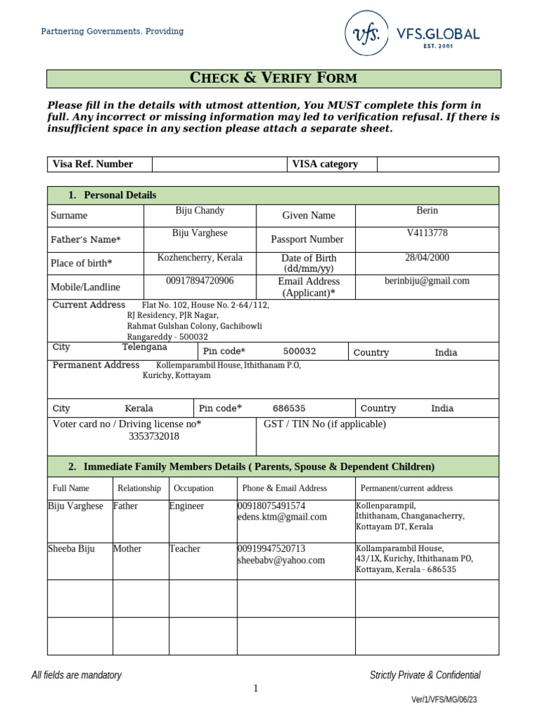 Check and Verify Form (Blank) | PDF