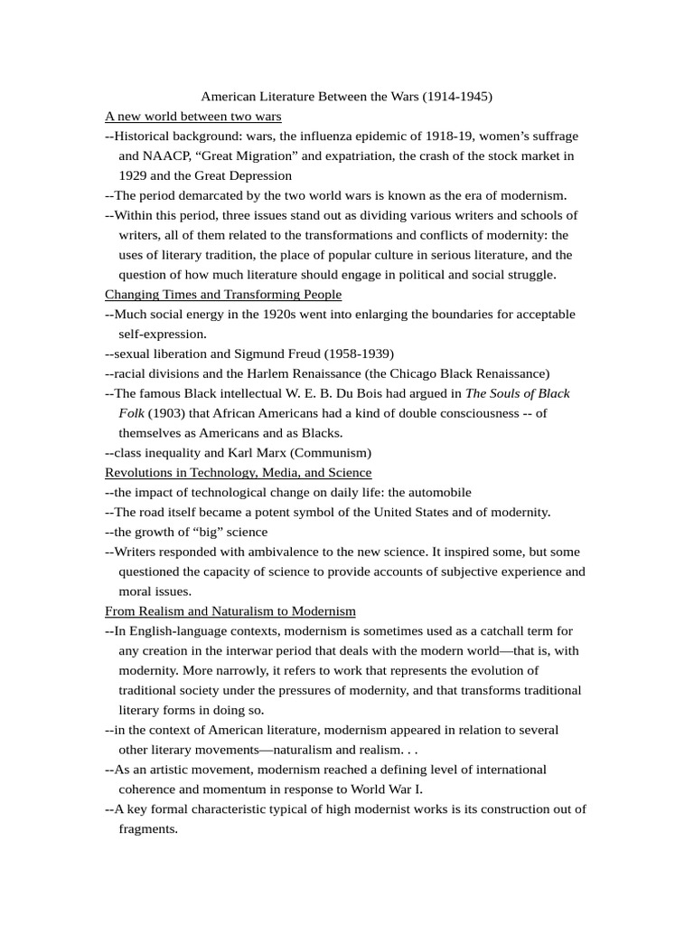 American Literature 1914-1945: Modernism | PDF | Modernism | Modernity