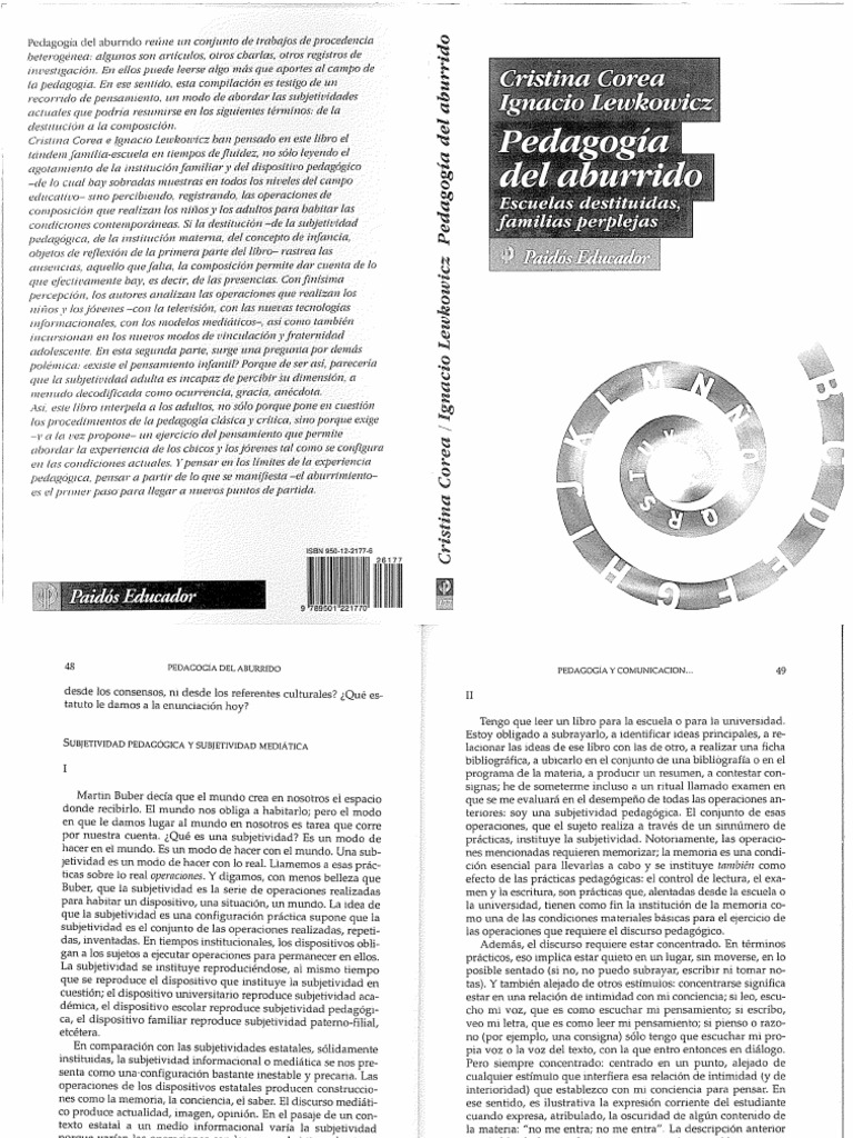 Pedagogía del Aburrido: Reflexiones Actuales | PDF | Comunicación ...