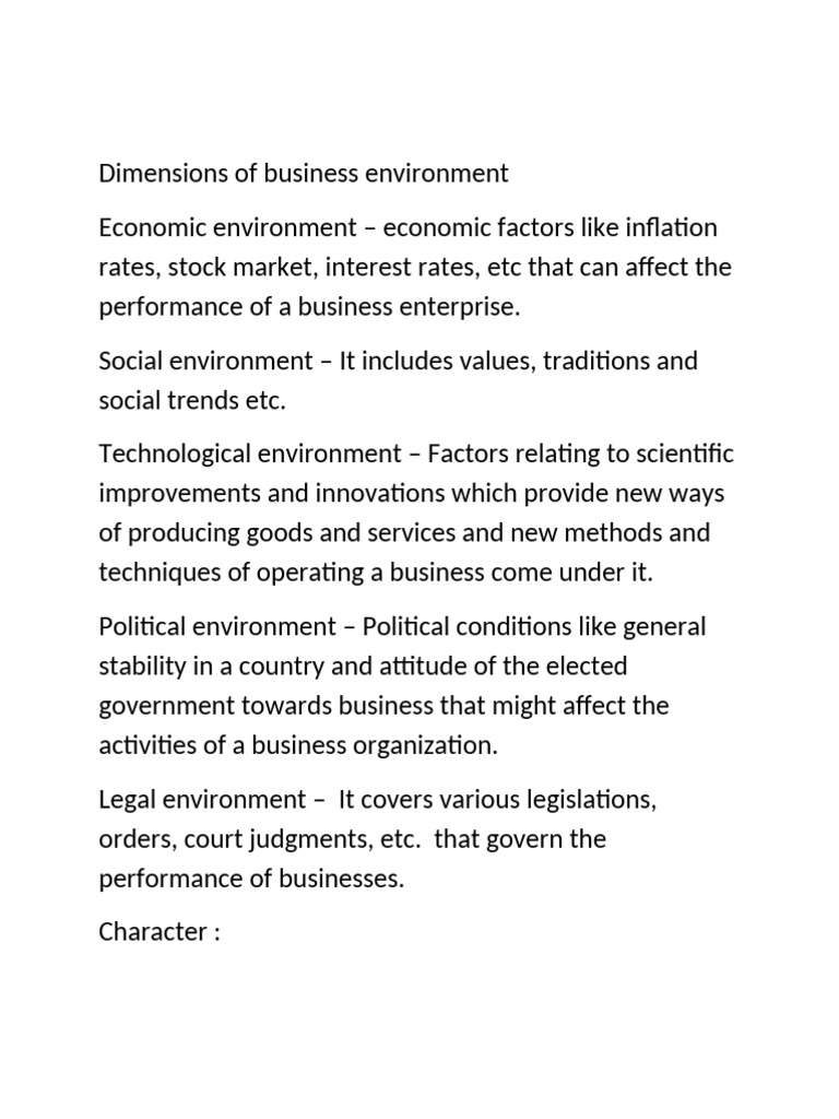 Business Environment Dimensions Explained | PDF | Cyberspace