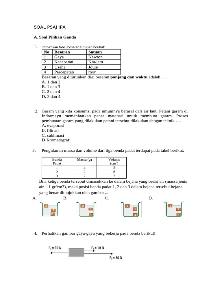 Soal Psaj Ipa k13 2024 - 2025 | PDF
