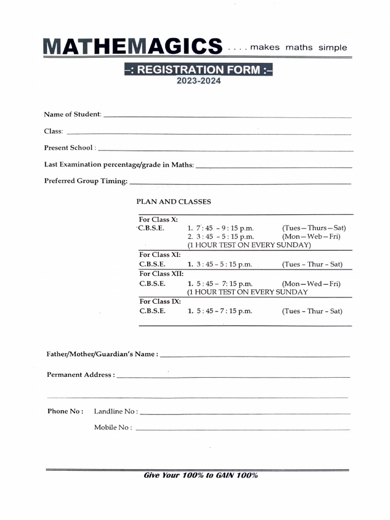 Registration Form 2023-24 | PDF