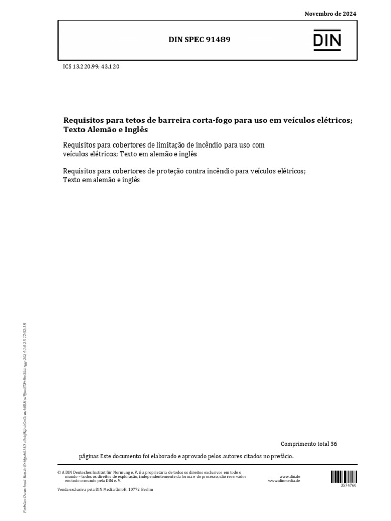 Din Spec 91489 Portugues | PDF | Incêndios | Termodinâmica
