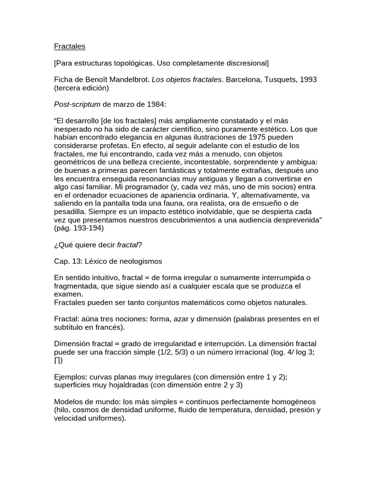 Fractales | PDF | Fractal | Dimensión