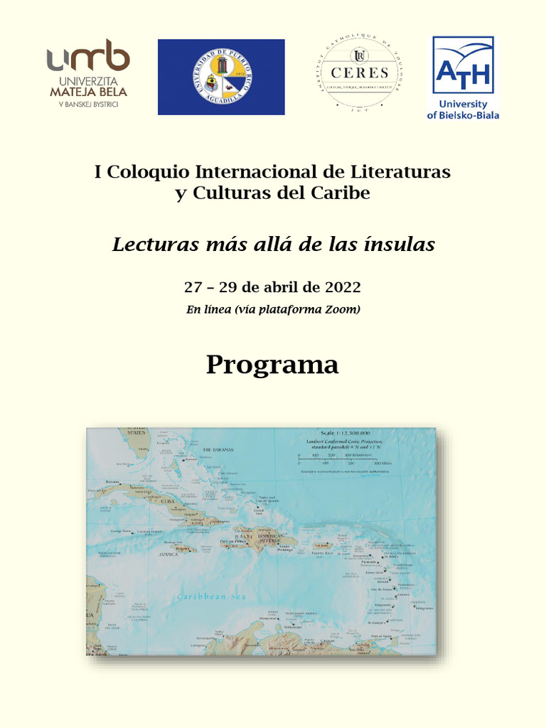 I Coloquio Internacional de Literaturas y Culturas Del Caribe Lecturas ...