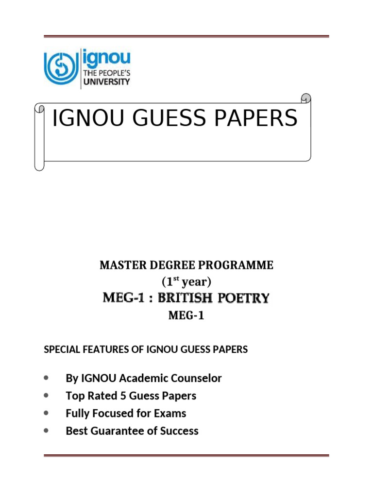 IGNOU MEG-1 Guess Papers Overview | PDF