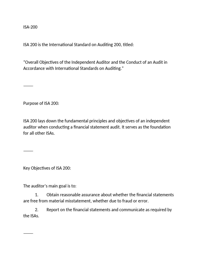 Overview of ISA Auditing Standards | PDF | Audit | Financial Audit