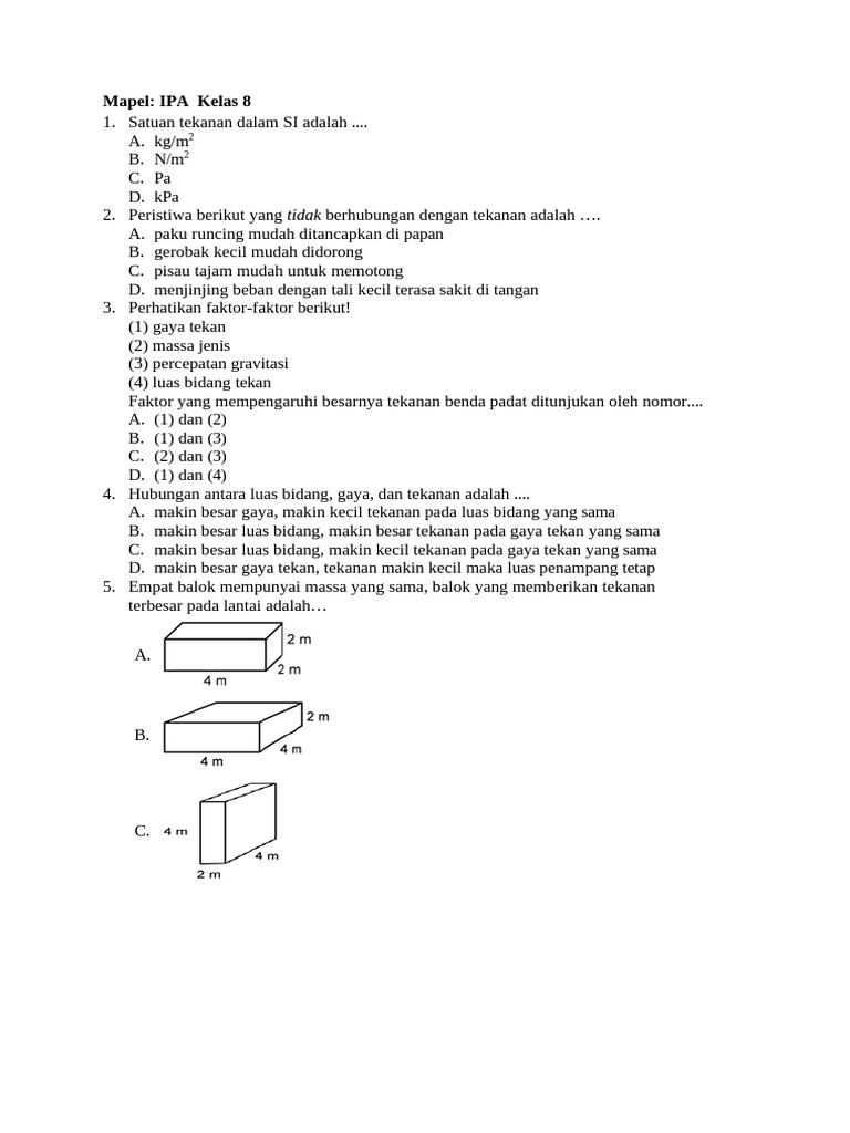 Latihan Soal UAS IPA Kelas 8 | PDF
