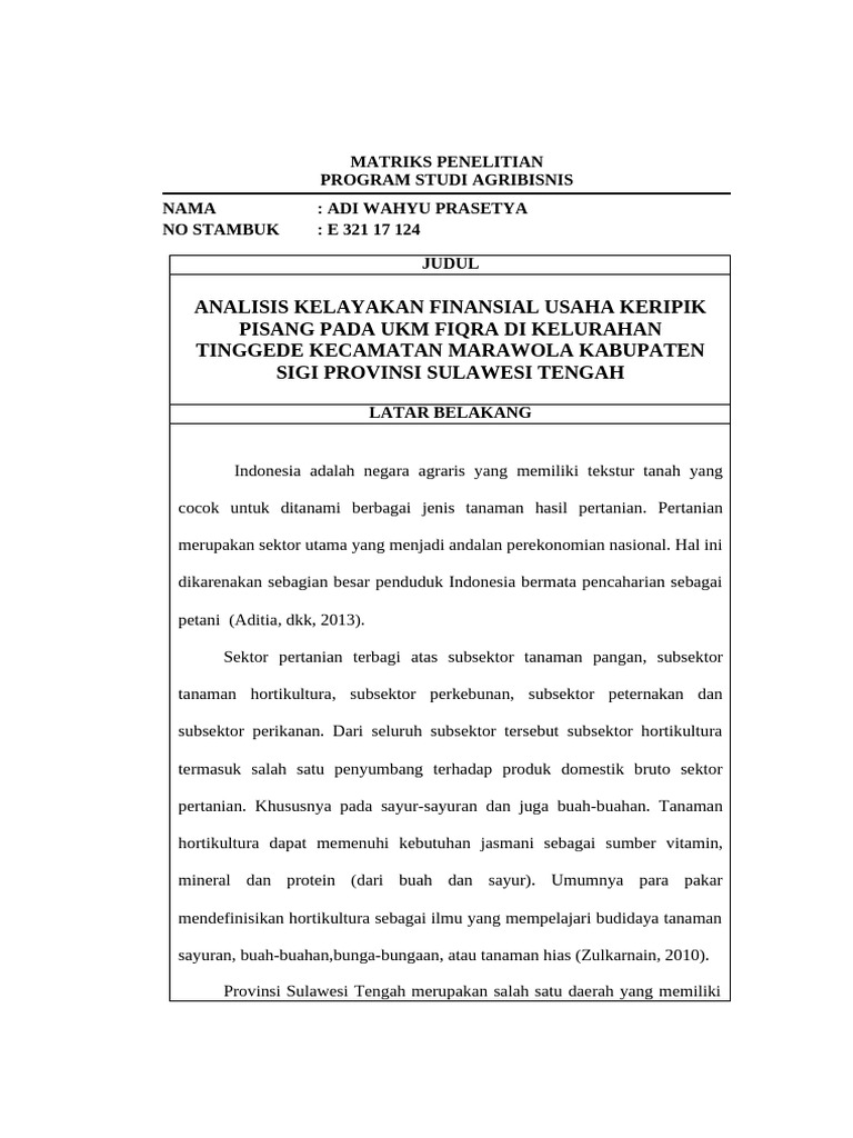 MATRIKS PENELITIAN - Adi Wahyu Prasetya | PDF