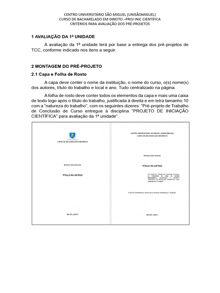 Ava Pré-Projetos - 1a Unid - DIR | PDF