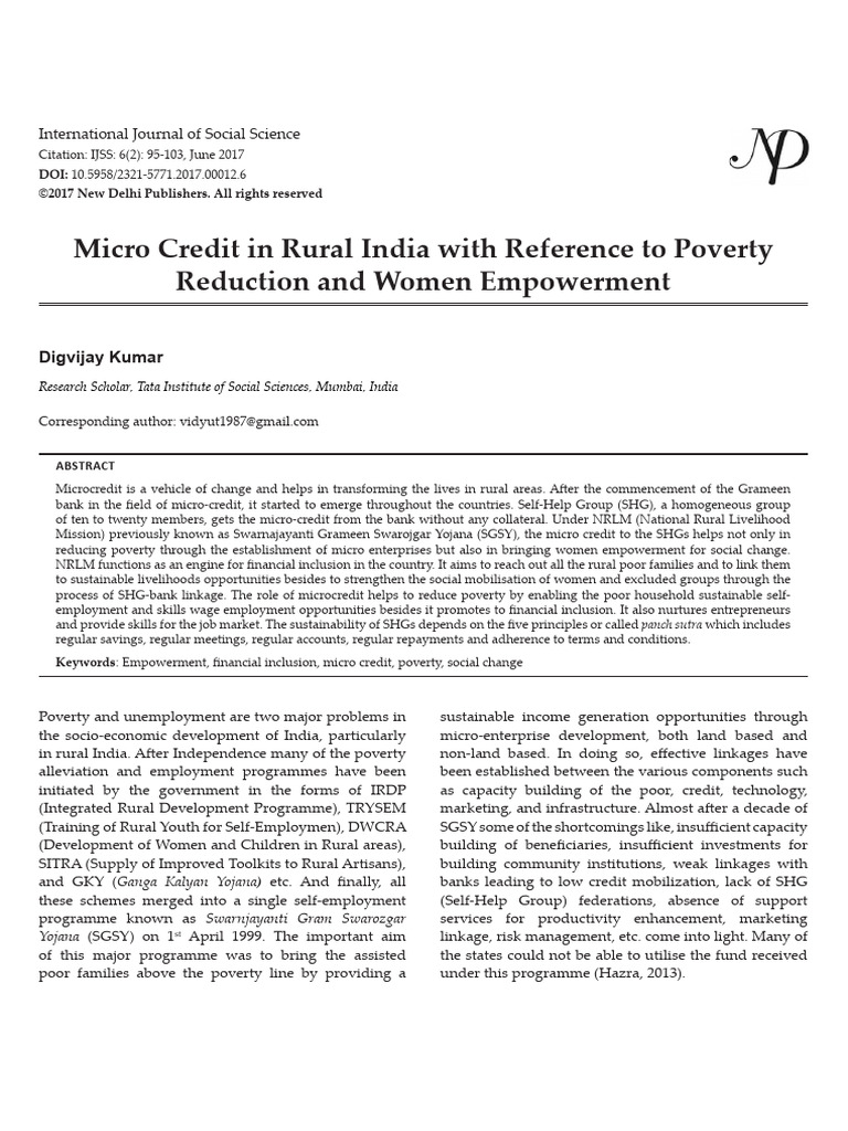 Micro Credit in Rural Digvijay Kumar | PDF | Microcredit | Microfinance