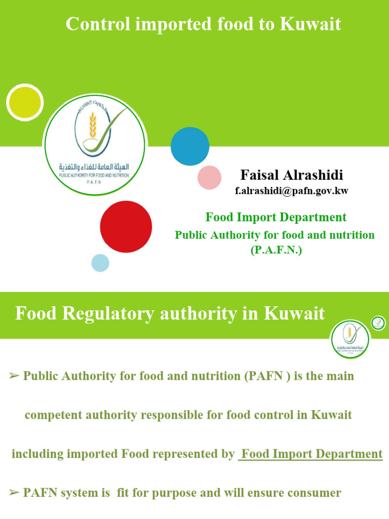 Pafn Regulations For Control of Imported Food To Kuwait From Ukraine ...