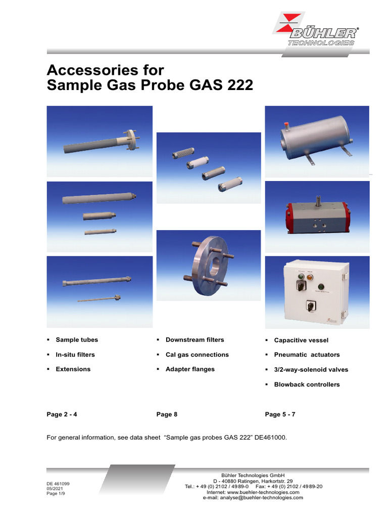 GAS 222 Sample Gas Probe Accessories | PDF | Secondary Sector Of The ...