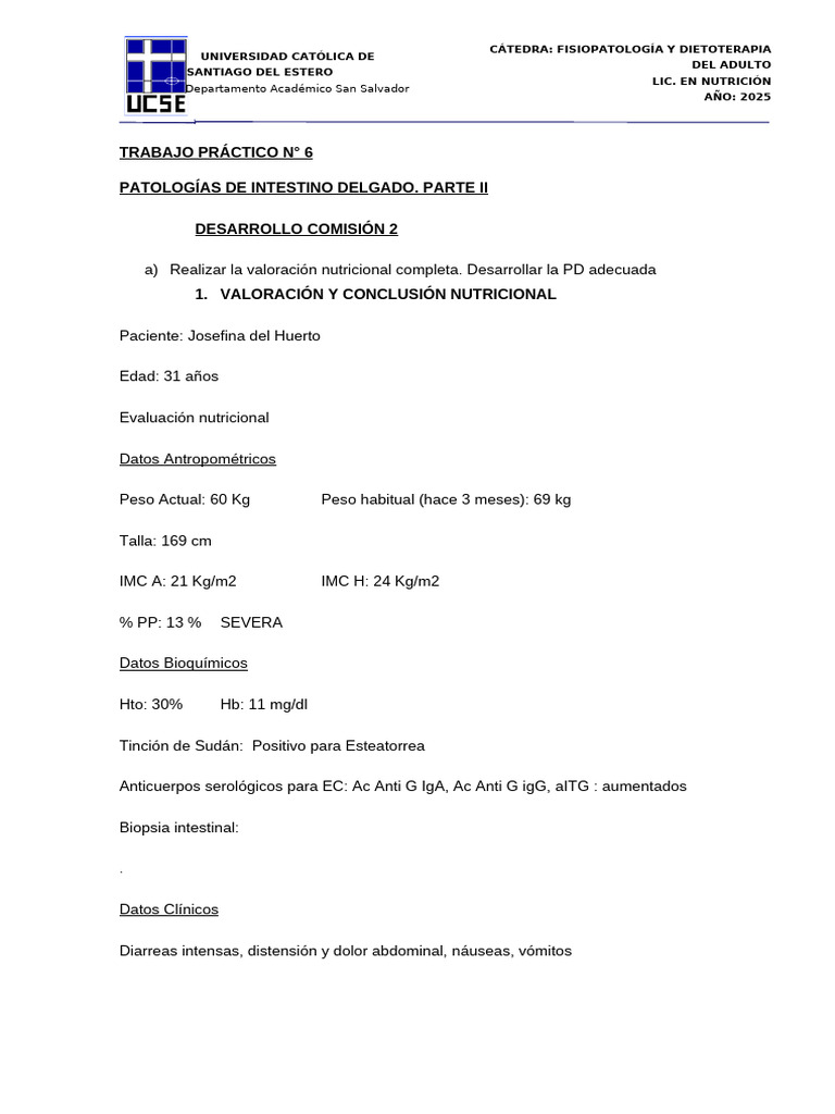 Desarrollo Del TP 6. Comision 2 | PDF | Enfermedad celíaca | Dieta libre de gluten