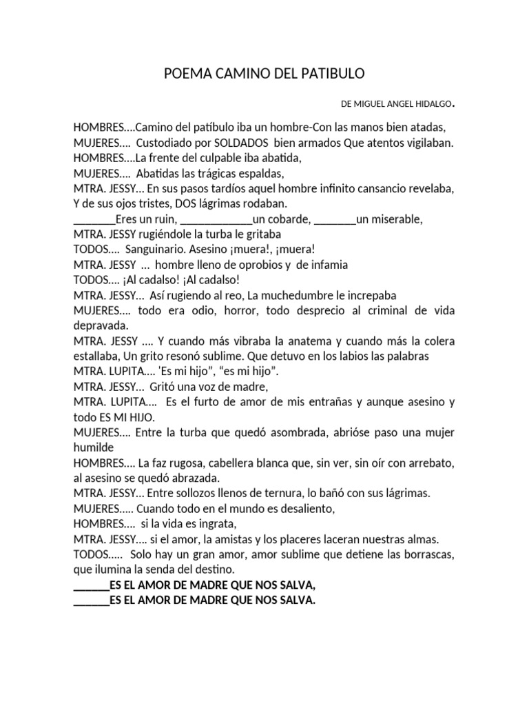 Poema "Camino del Patíbulo" de Hidalgo | PDF
