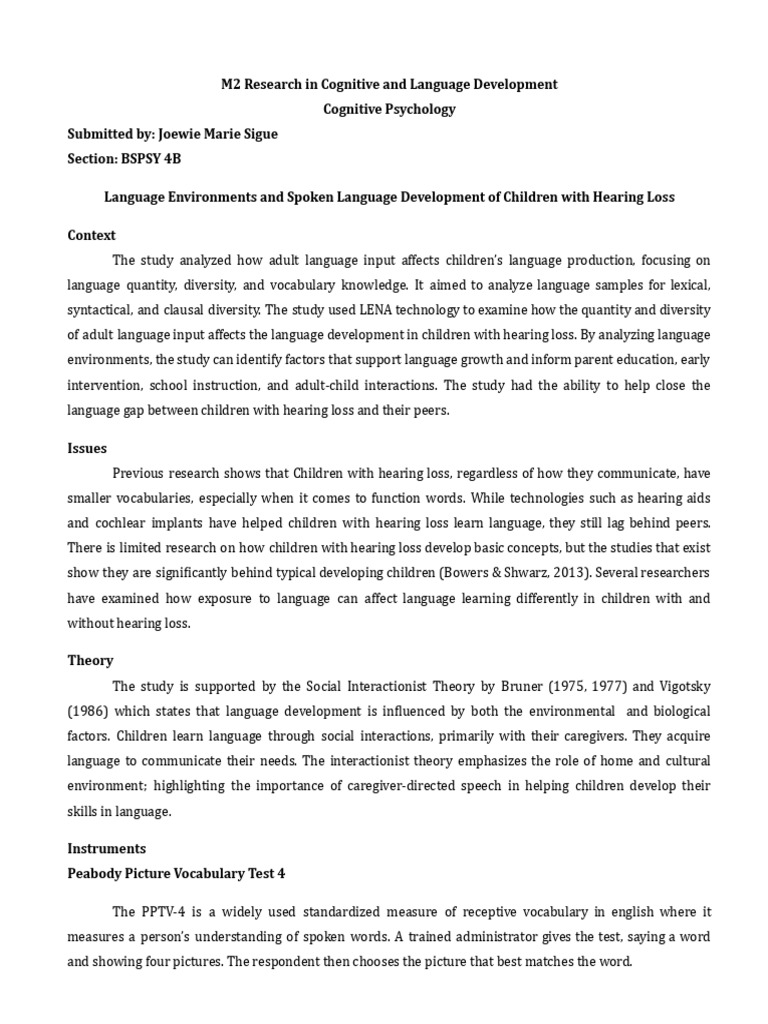 M2 RESEARCH IN LANGUAGE DEVELOPMENT | PDF | Learning | Communication