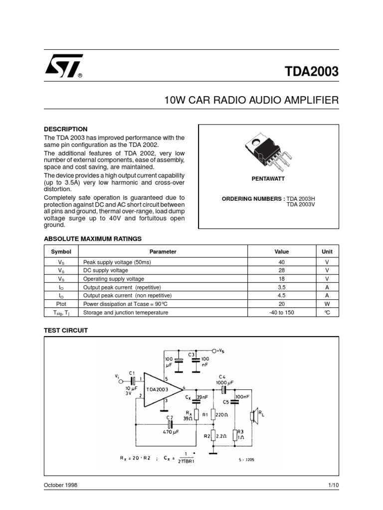Amplificador 20W RMS TDA2003 Con Placa PCB | PDF | Direct Current ...