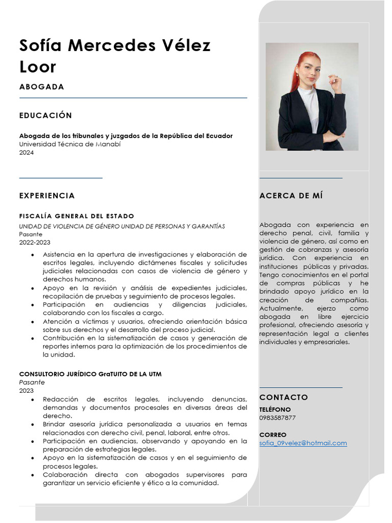 Sofía Vélez CURRICULUM-fusionado - Compressed | PDF | Abogado | Despacho de abogados