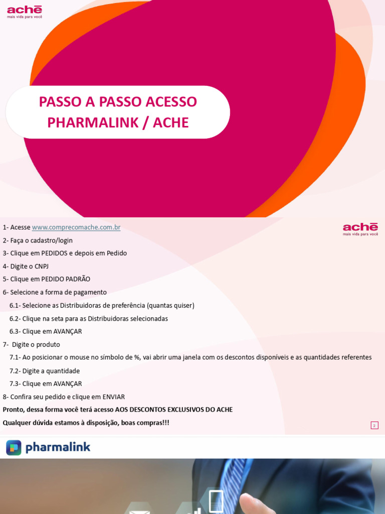 Passo a Passo de Acesso (PDV) Ao Pharmalink - Ache | PDF