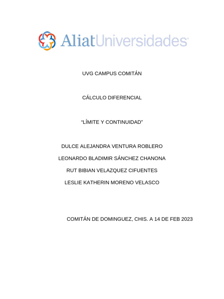 Límites y continuidad. Cálculo Diferencial | PDF | Factorización ...