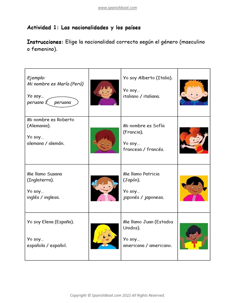 Spanish Countries Nationalities Worksheet | PDF