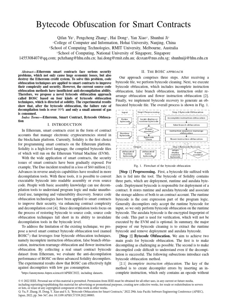 Bytecode Obfuscation For Smart Contracts | PDF | Source Code | Computing