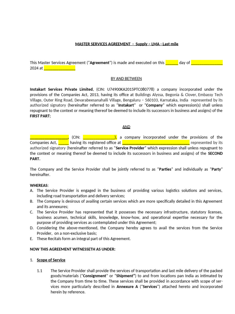 LMA - 2025 - MSA - Legal Vetted - v4 - 060325 | PDF | Breach Of ...