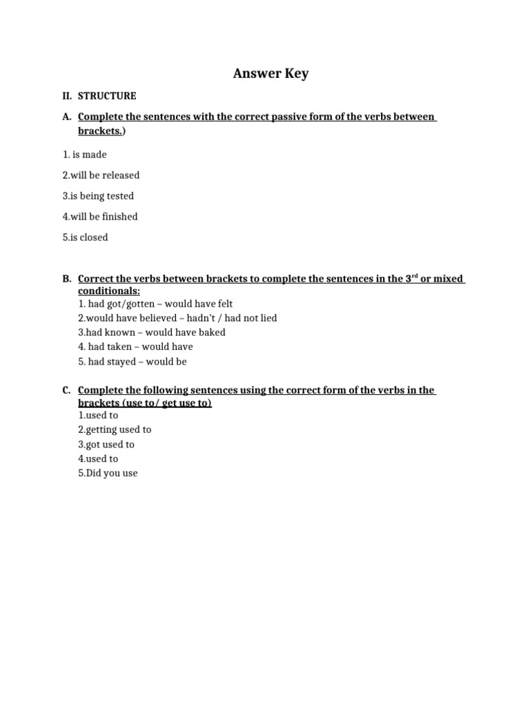 E3 Answer Key For Final Revision | PDF