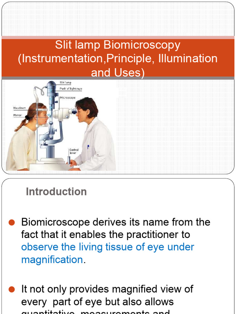 Slit Lamp Biomicroscopy Techniques | PDF | Cornea | Ophthalmology