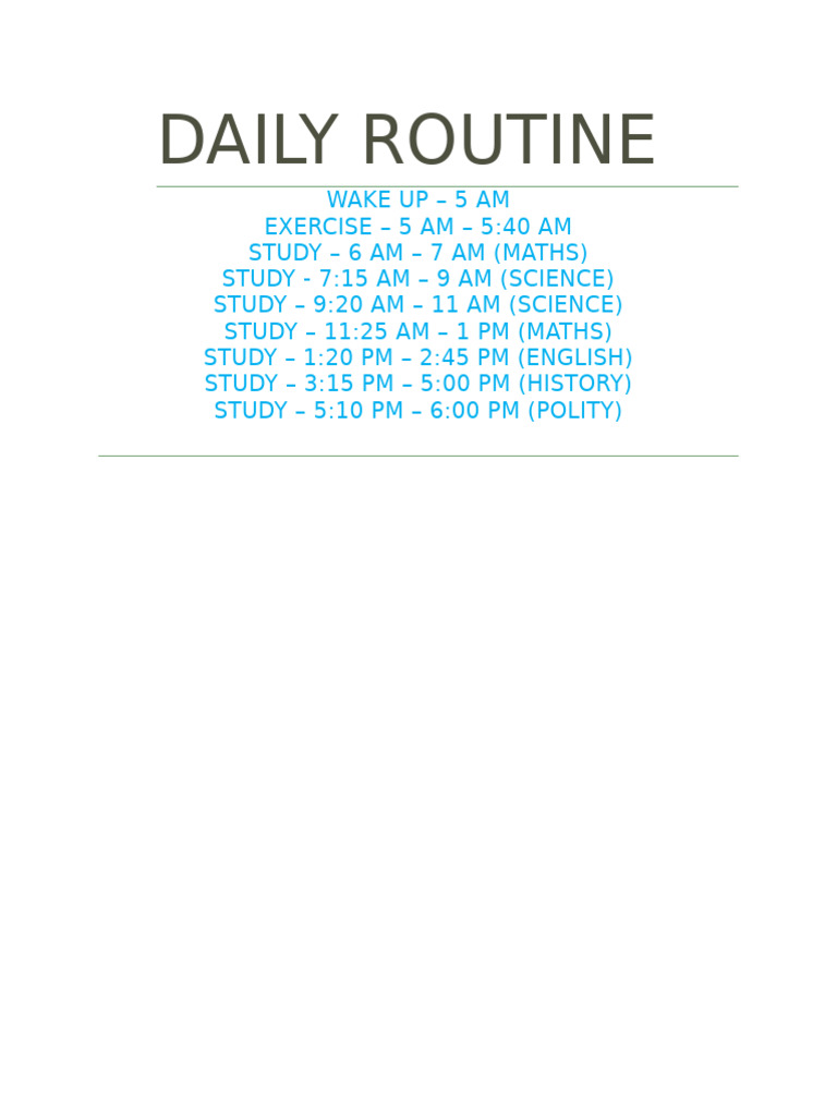 Daily Routine(Nda) | PDF