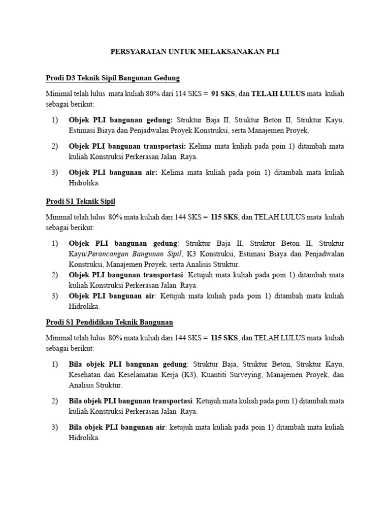 Persyaratan Khusus Untuk Melaksanakan Pli | PDF
