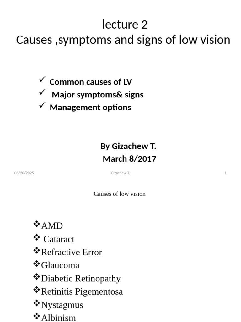 Cause of Low Vision | PDF | Visual Impairment | Vision