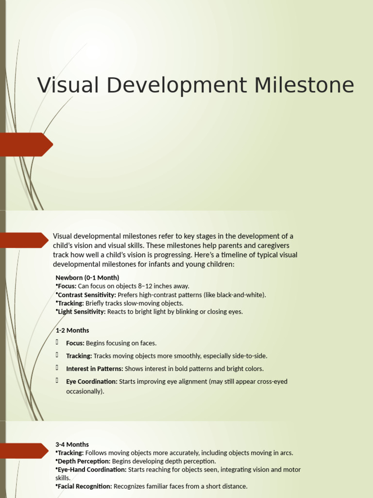 Visual Developmental Milestone | PDF | Visual Perception | Perception