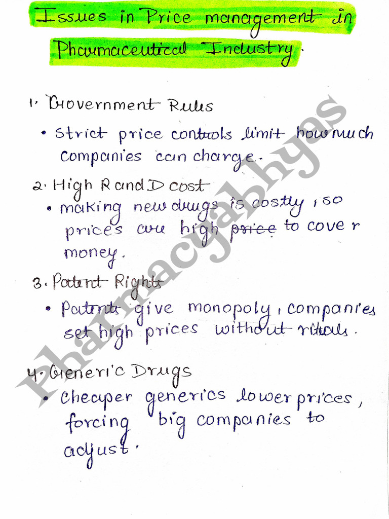 Issues in Price Management in Pharmaceutical Industry U 5 Pharma | PDF