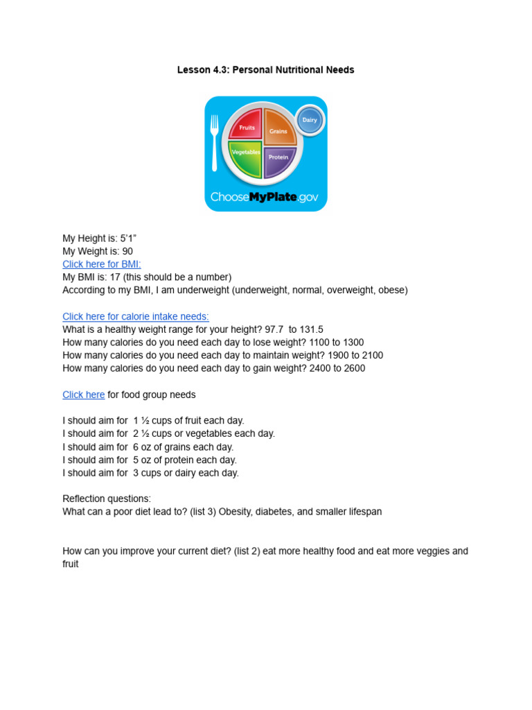 - Lesson 43 Personal Nutrition - 17370536.3_ Personal Nutritional Needs ...