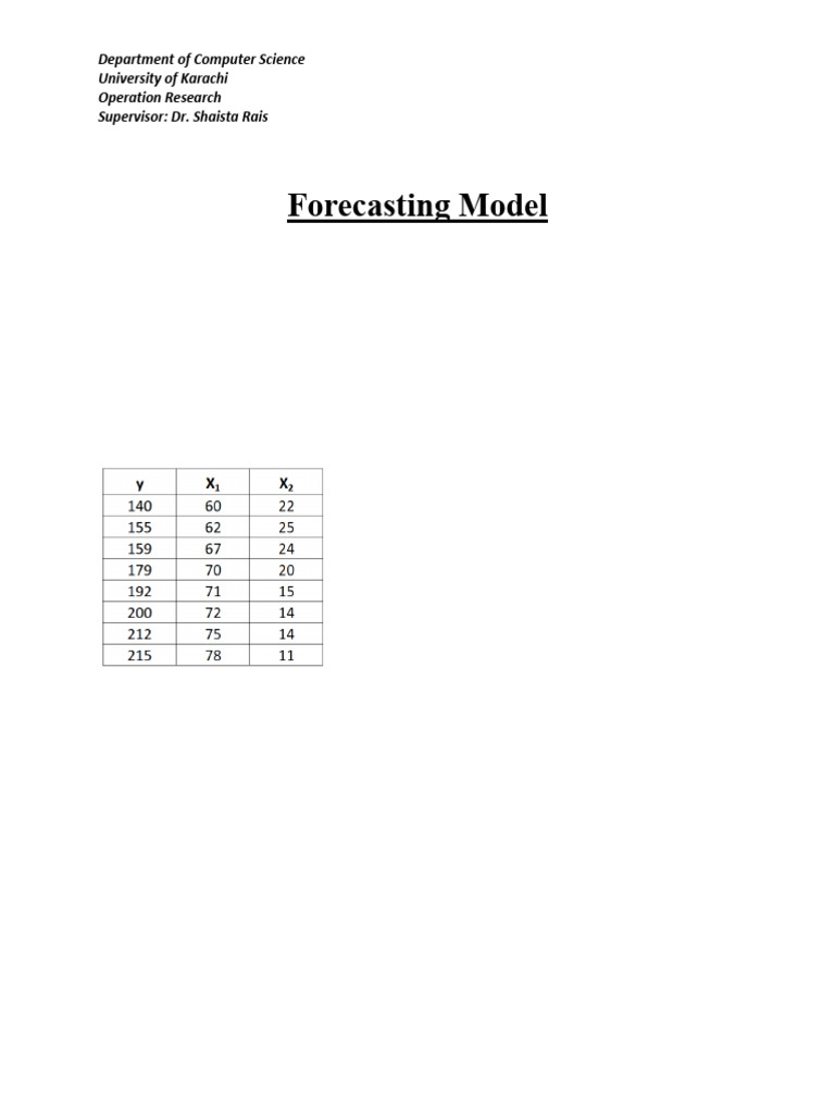 Forecasting Model Multiple Linear Regression Pdf Linear Regression Regression Analysis