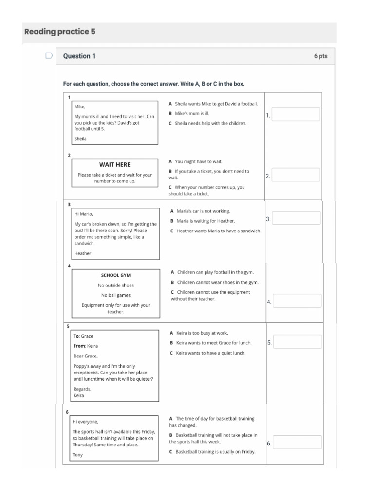 Reading Practice 5 S2 G5 | PDF